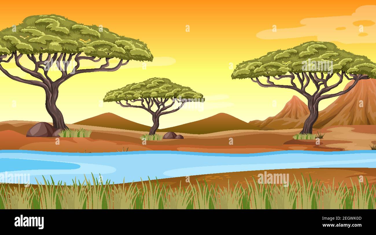African forest landscape background illustration Stock Vector Image ...