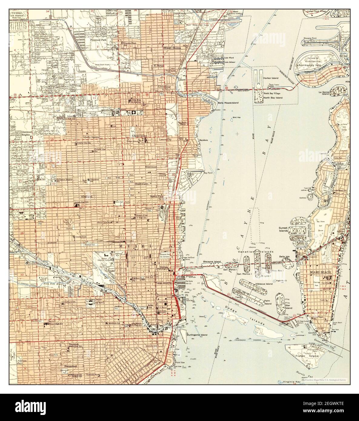 Miami, Florida, map 1950, 1:24000, United States of America by Timeless ...