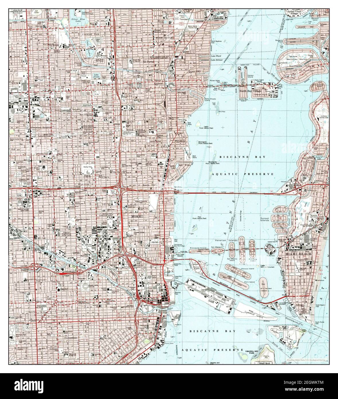 Miami, Florida, map 1988, 1:24000, United States of America by Timeless ...