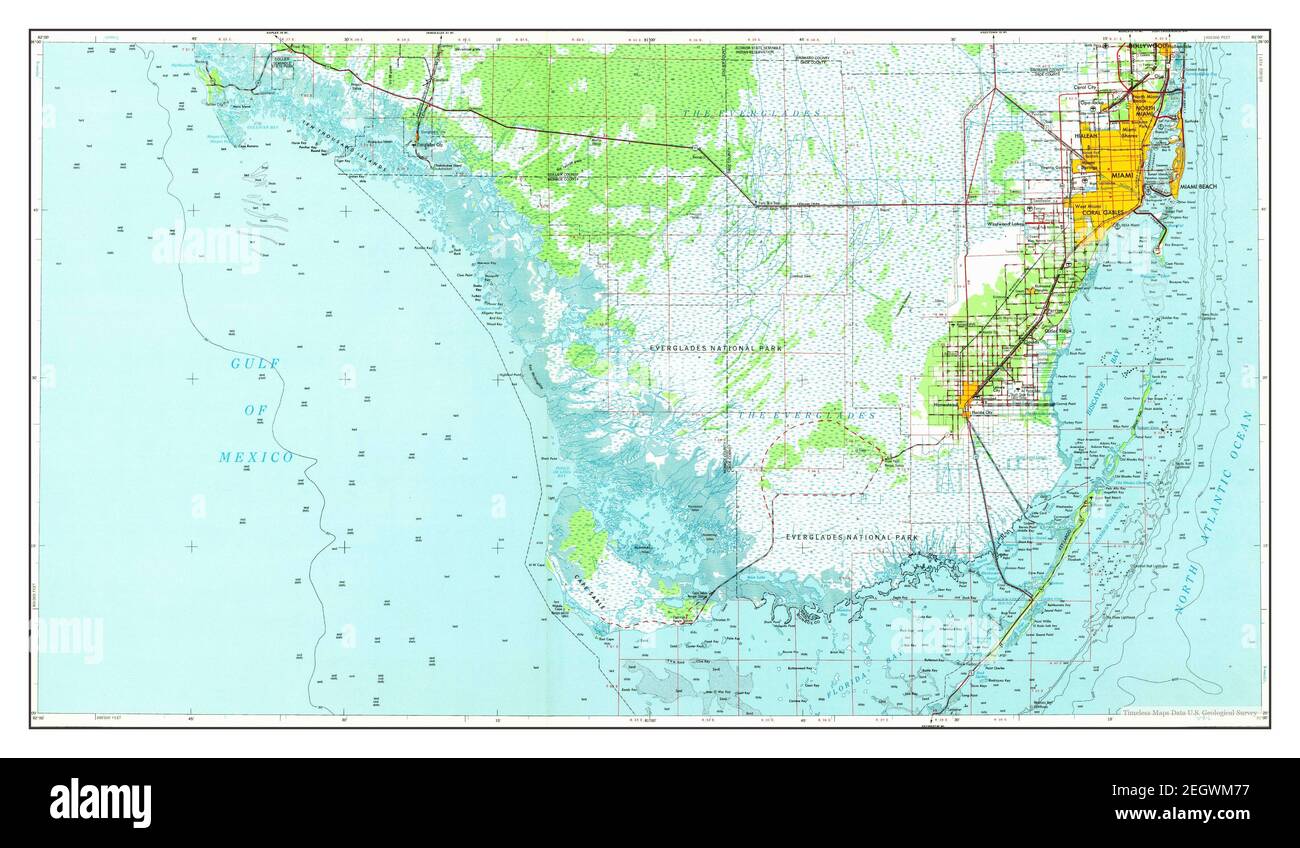 Miami, Florida, map 1956, 1:250000, United States of America by ...