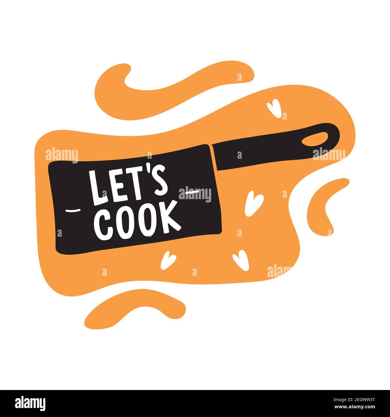 lets cook lettering in knife silhouette style icon vector illustration ...