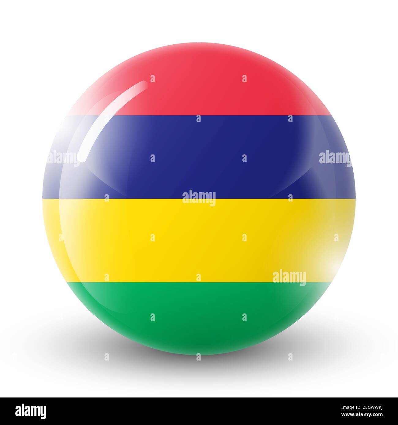 Glass light ball with flag of Mauritius. Round sphere, template icon ...