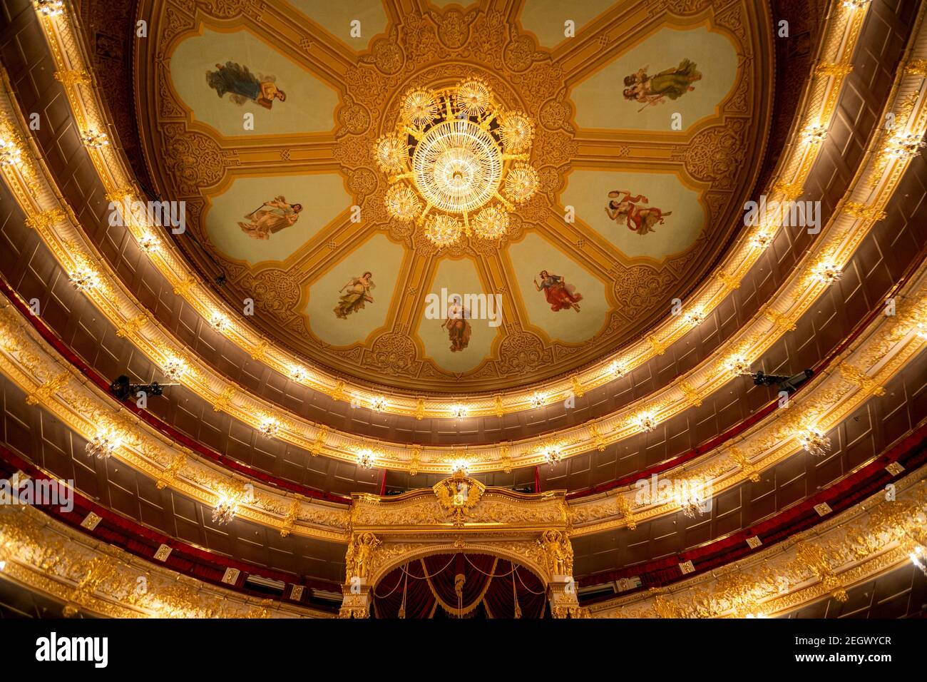 View to the interior of auditorium in the Bolshoi Theatre (the ...