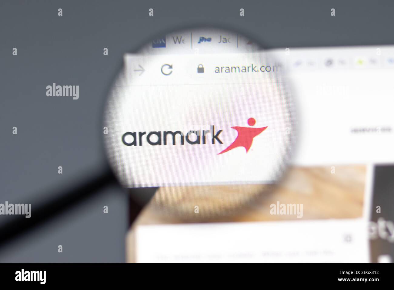 New York, USA - 15 February 2021: Aramark website in browser with ...