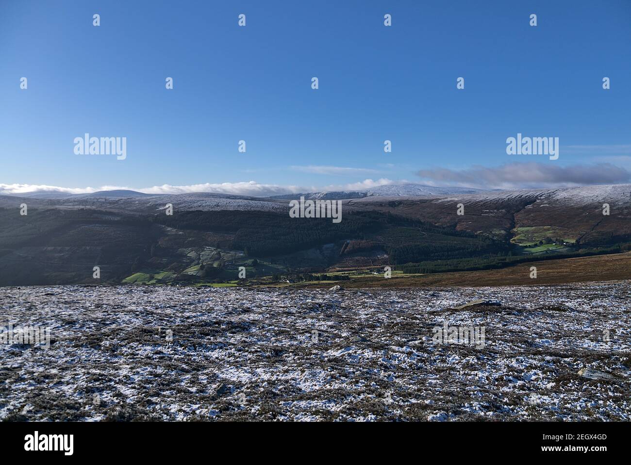 Amazing wide angle view of winter Wicklow Mountains seen from Fairy ...