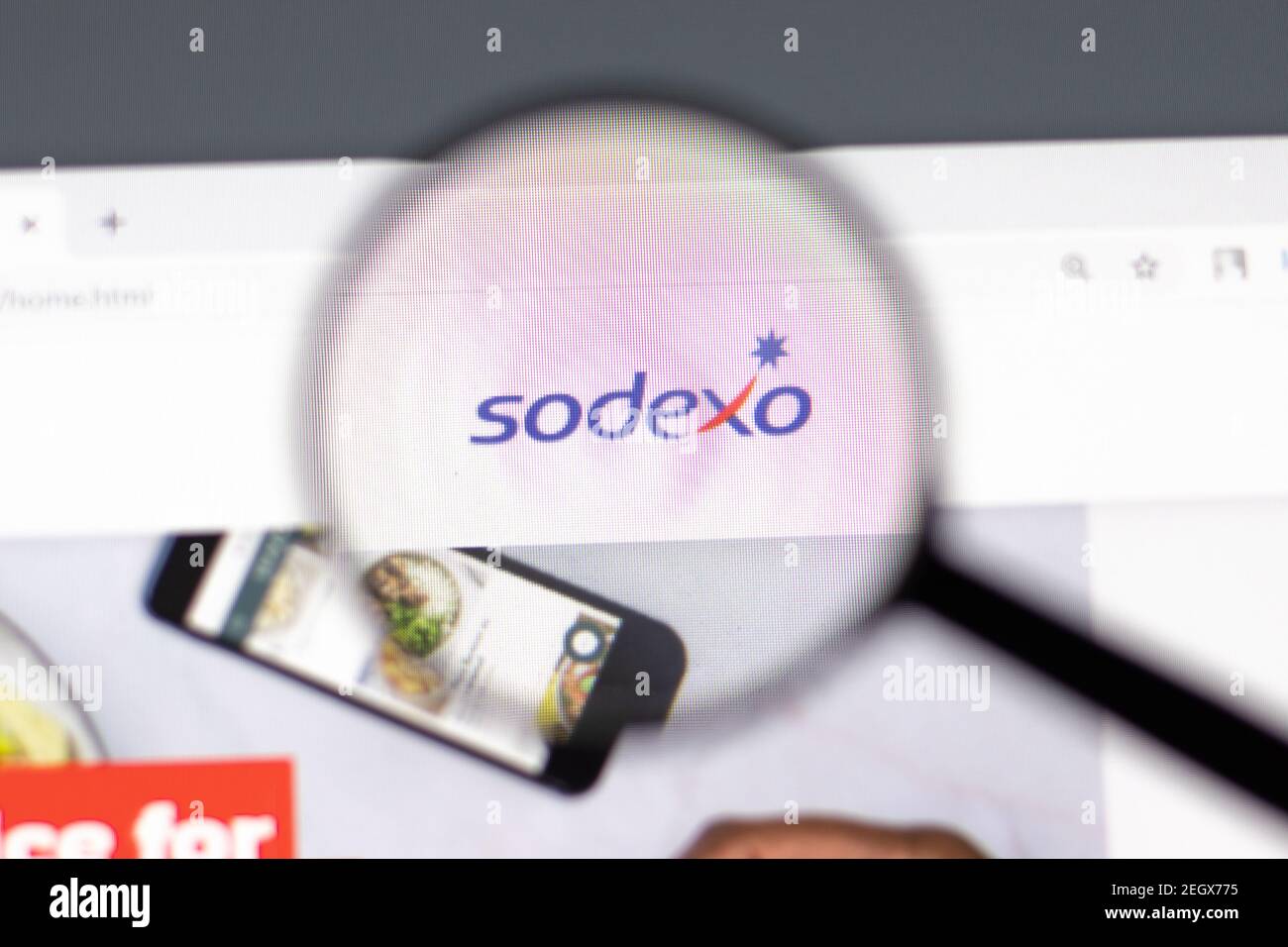 New York, USA - 15 February 2021: Sodexo website in browser with ...