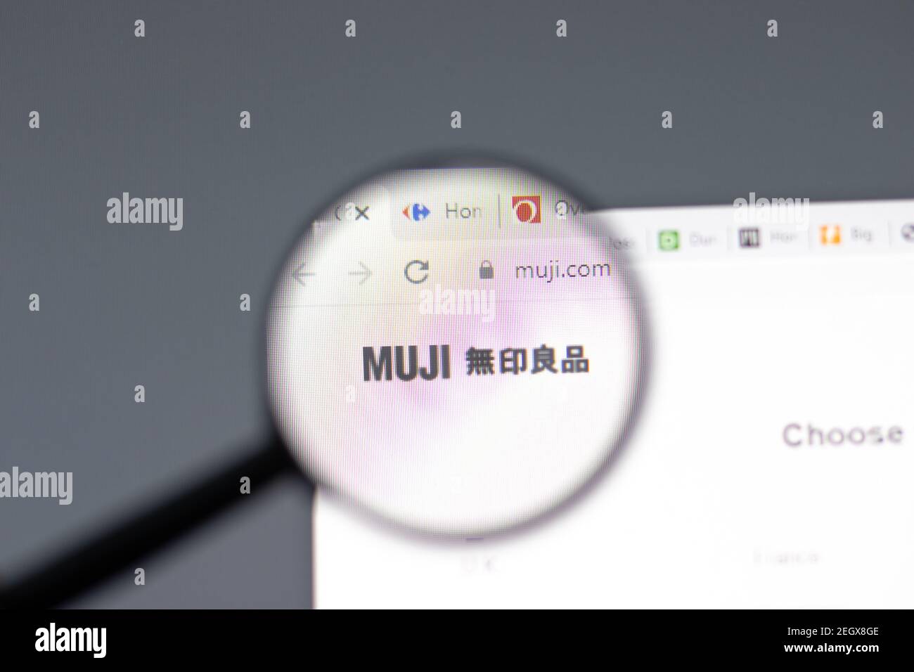 New York, USA - 15 February 2021: Muji website in browser with company ...