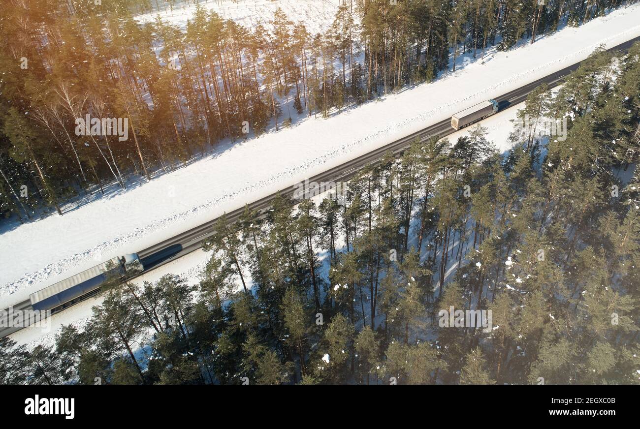 Drone scene over cargo truck hi-res stock photography and images - Alamy