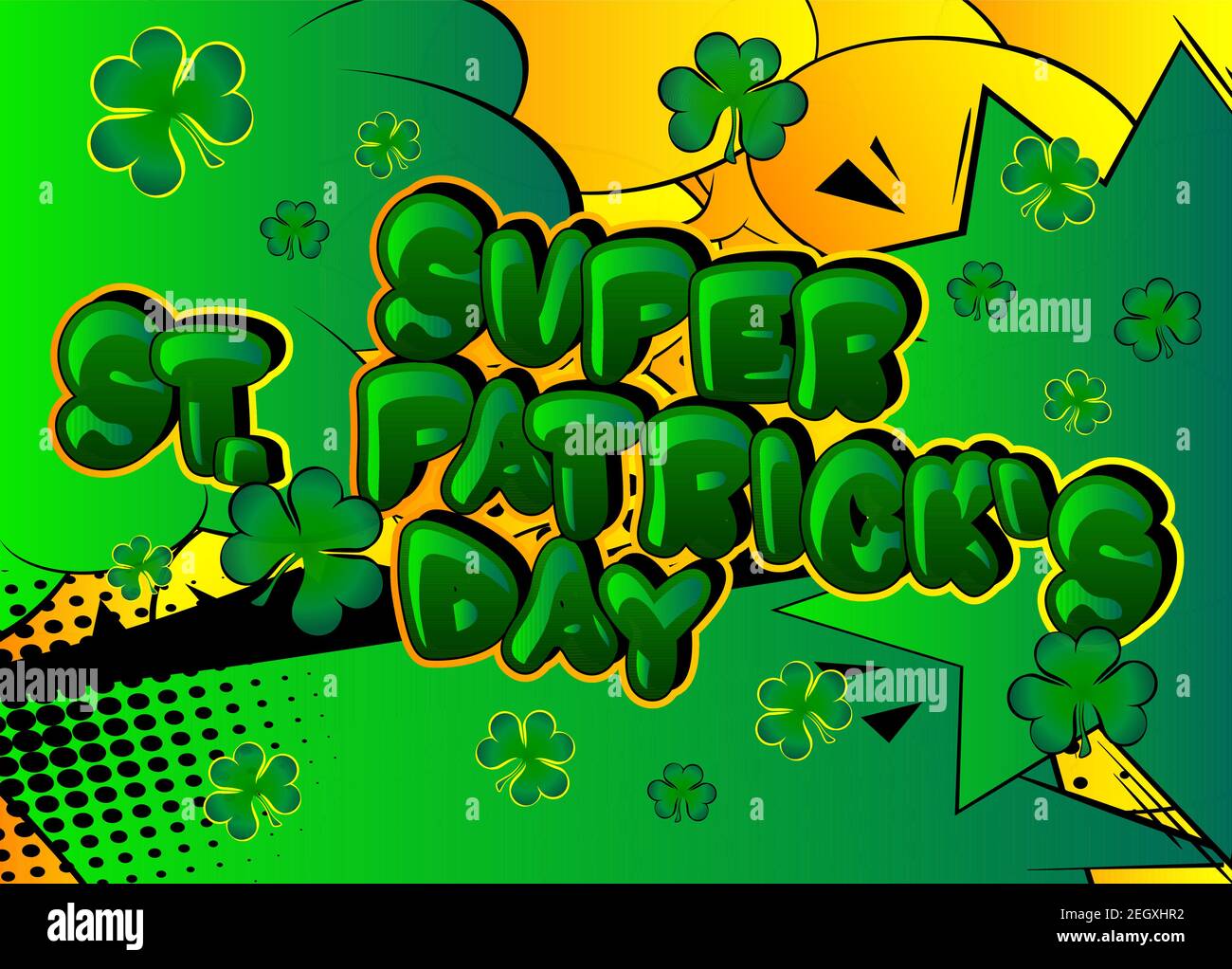 St. Patrick's Day comic book greeting card. Retro Cartoon Popup Style ...