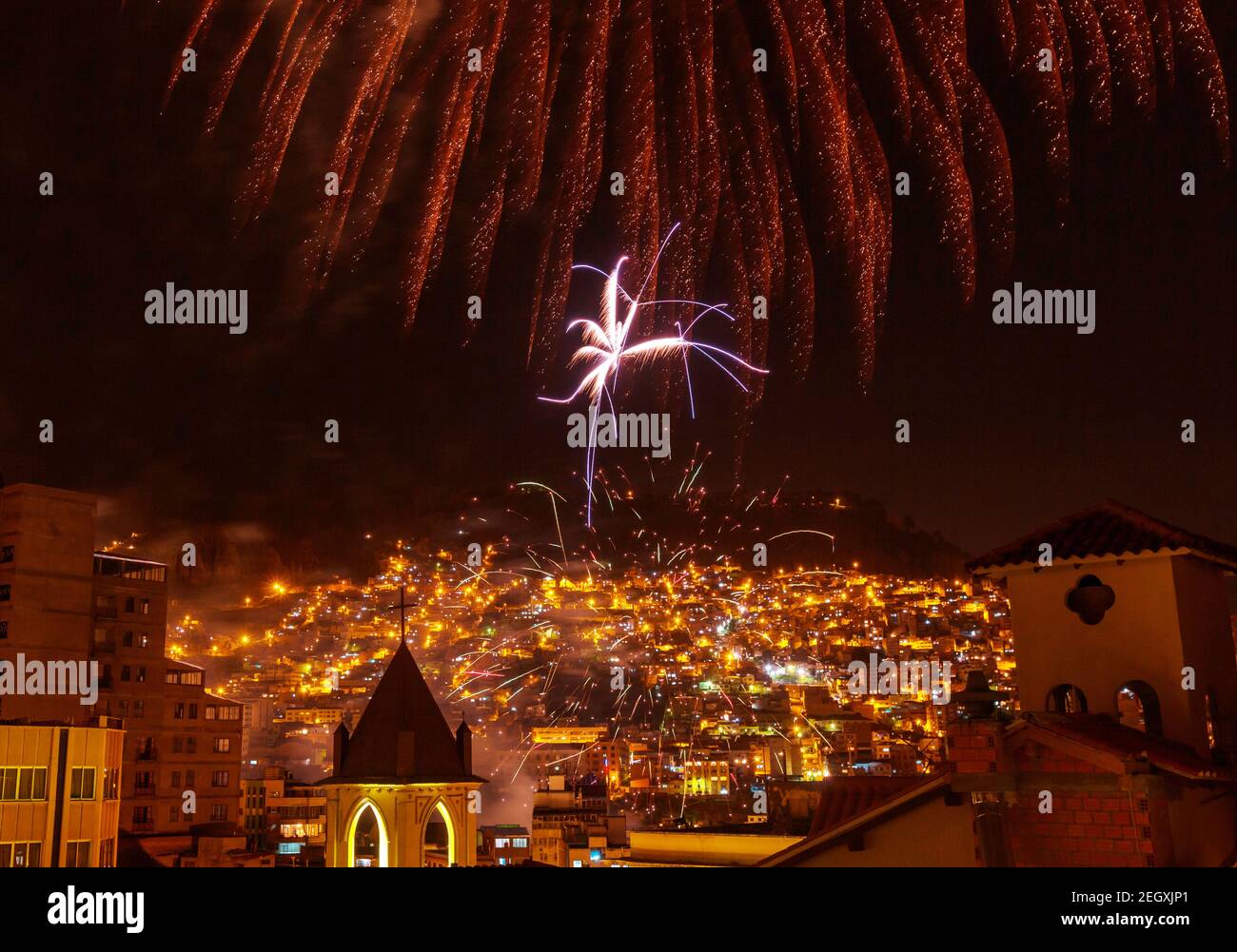 Firework in the night La Paz, Bolivia Stock Photo - Alamy