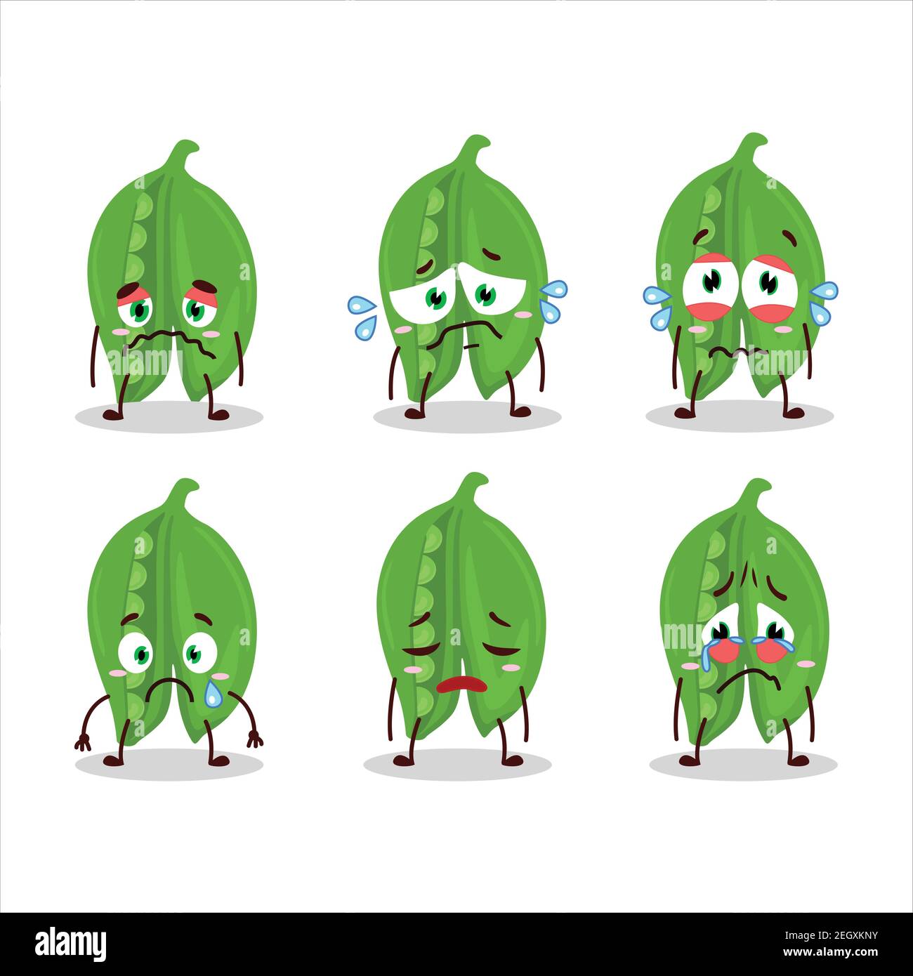 Peas cartoon character with sad expression. Vector illustration Stock ...