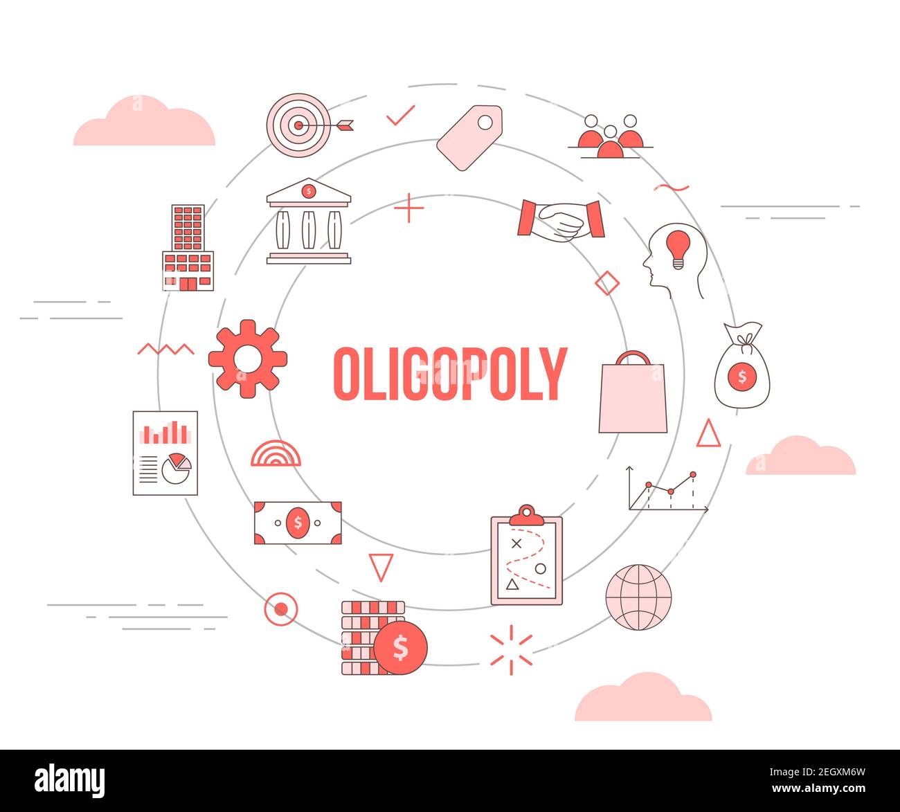oligopoly concept with icon set template banner with modern orange ...