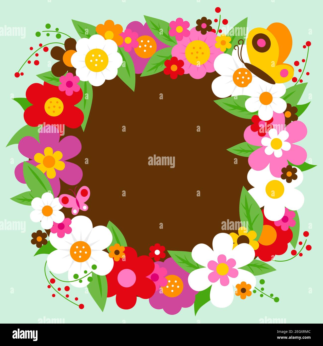 Beautiful round frame flowers hi-res stock photography and images - Alamy