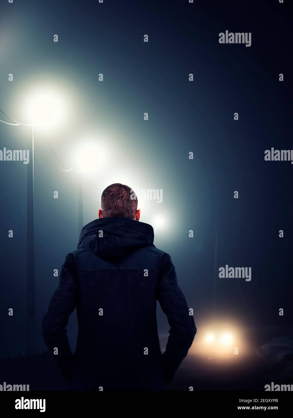 silhouette of man in the night Stock Photo - Alamy