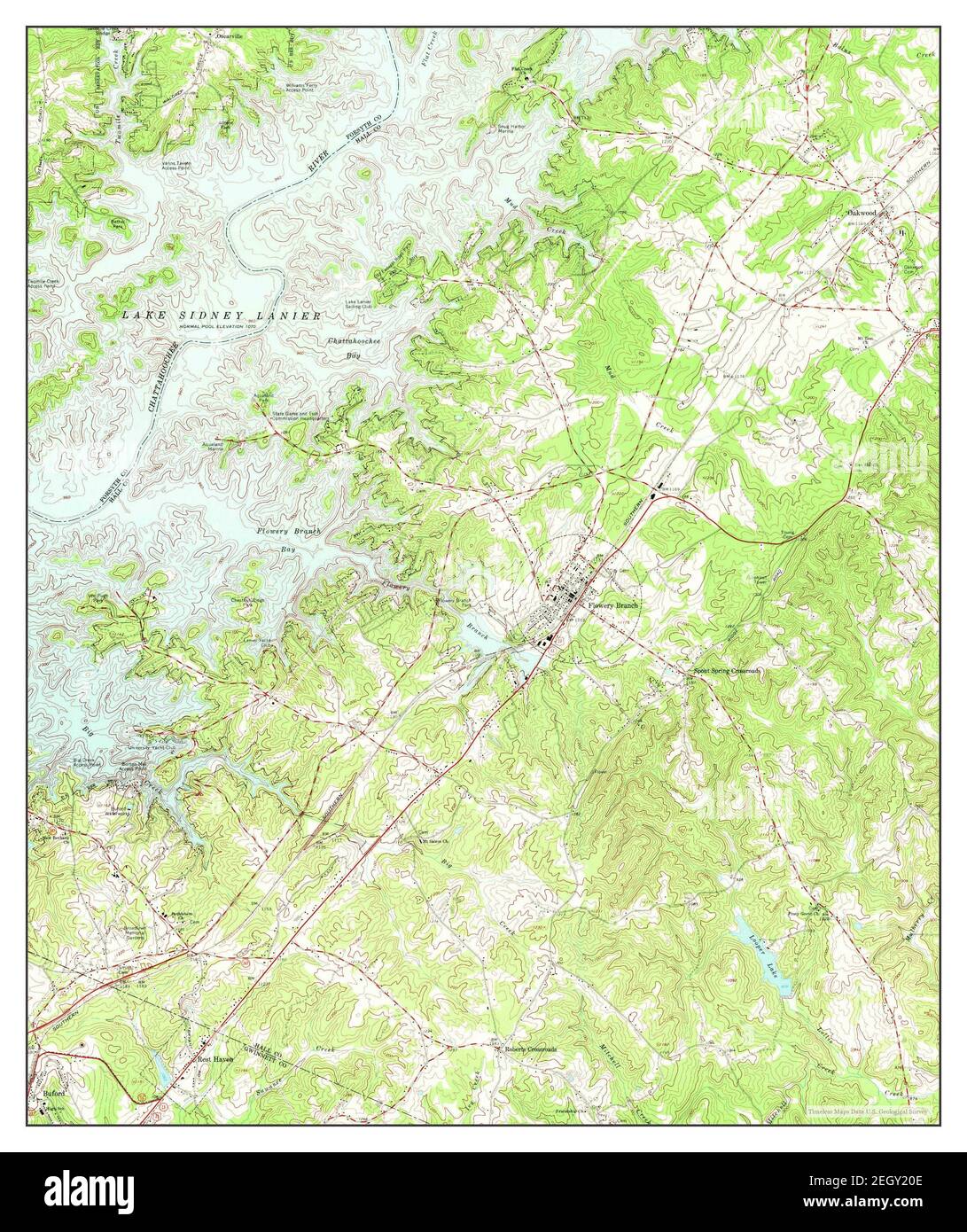 Flowery Branch, Georgia, map 1964, 1:24000, United States of America by ...