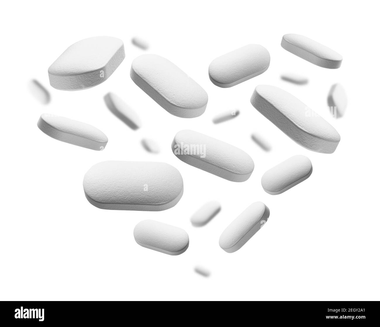 White tablets levitate on a white background Stock Photo - Alamy