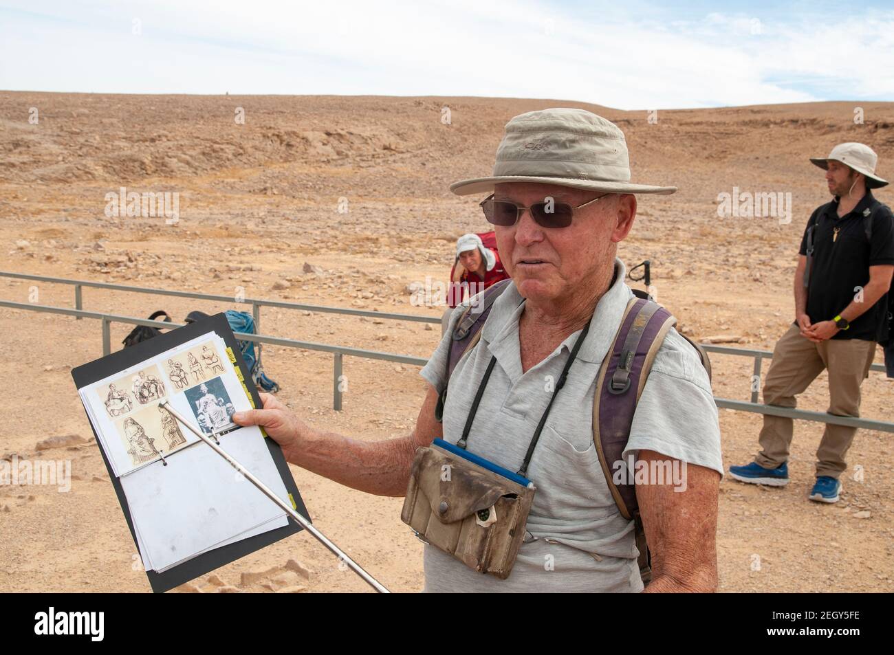 Archaeologist Dr. Uzi Avner at the Leopard Temple prehistoric cult site ...