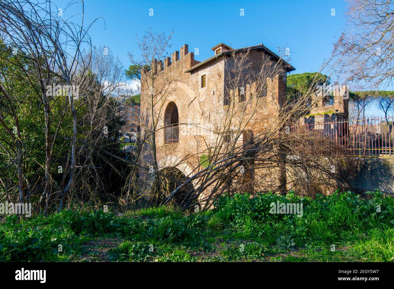 Medieval bridge in Rome,The Ponte Nomentano (Ponte Tazio) over the ...