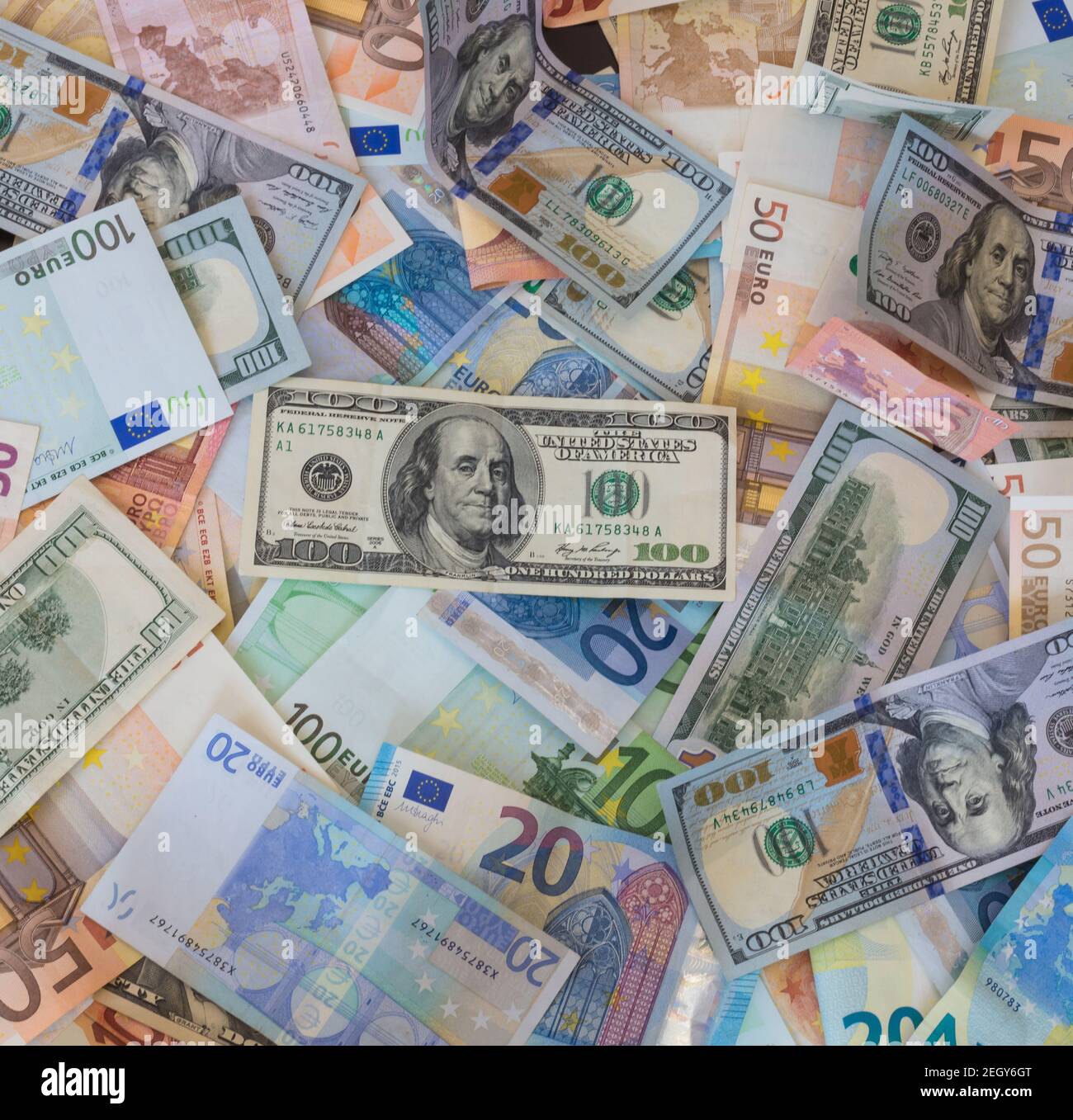 dollar and euro banknotes background Stock Photo - Alamy