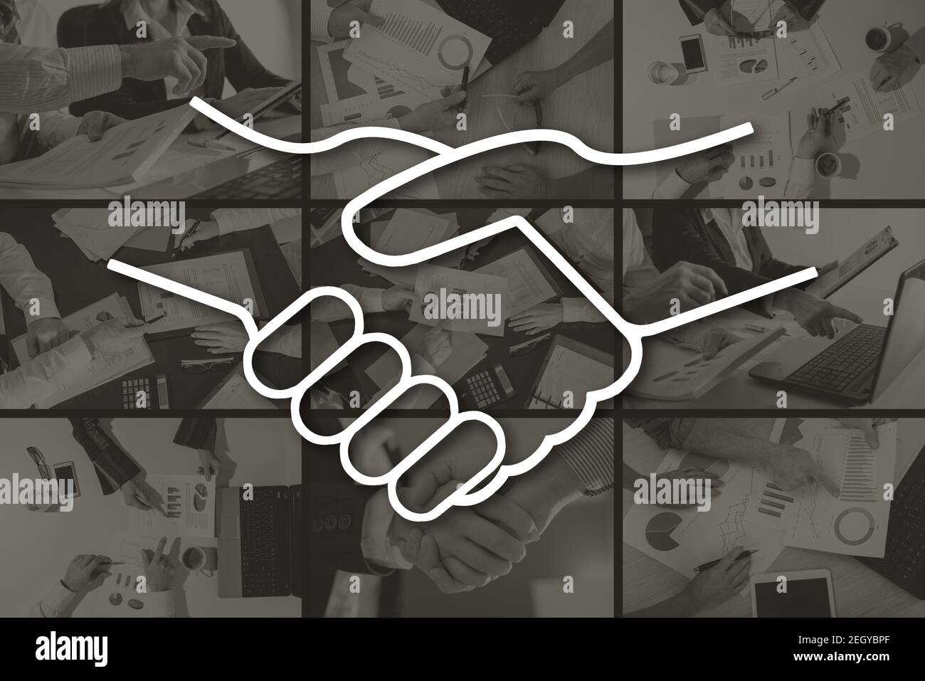 Partnership concept illustrated by pictures on background Stock Photo ...
