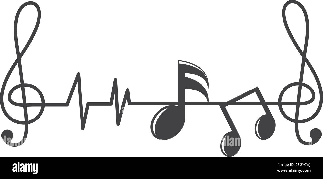 music note pulse line,equaizer and sound effect ilustration logo vector ...