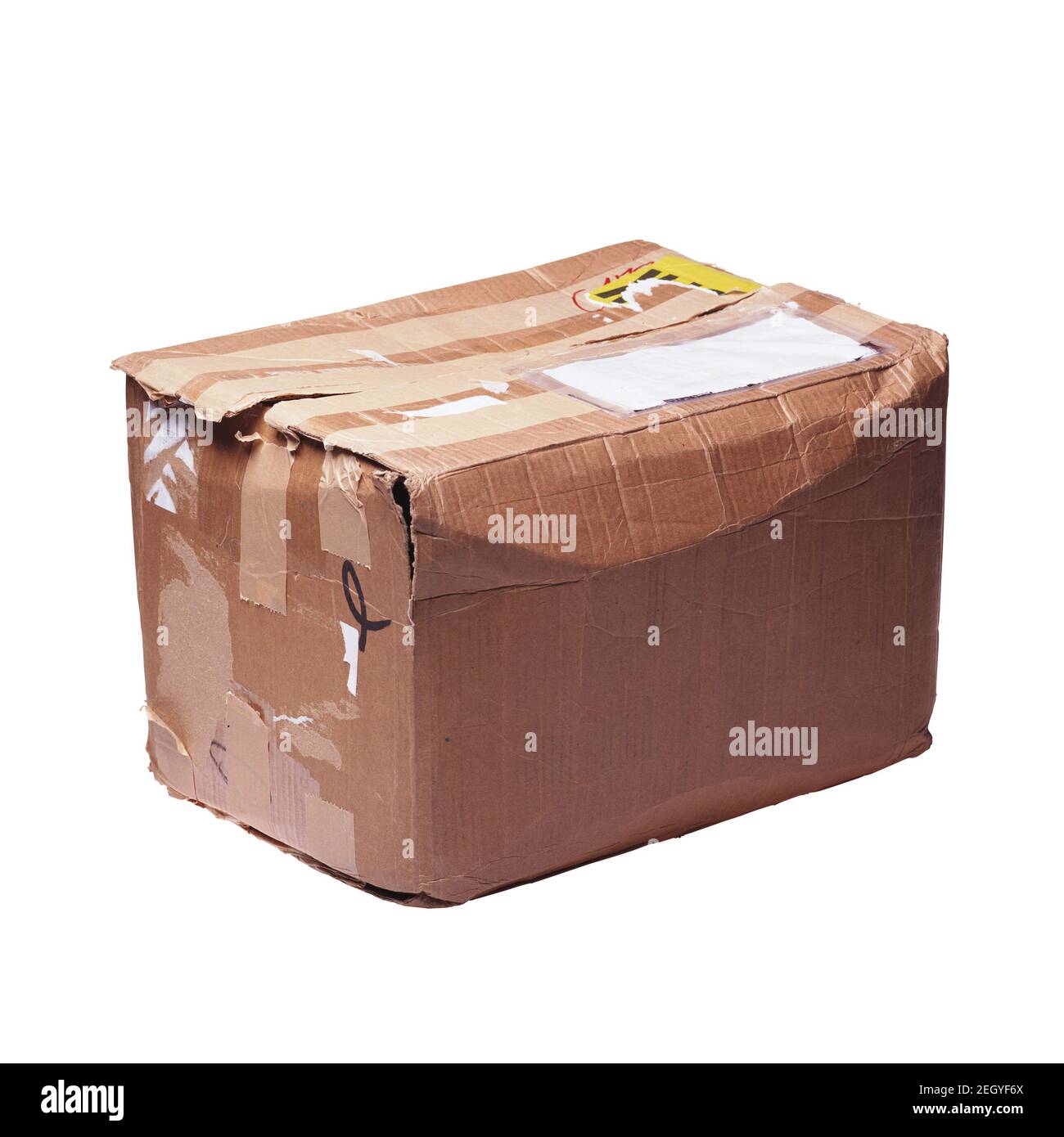 The old cardboard box on a white background Stock Photo - Alamy