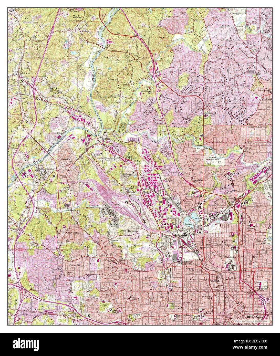 Vintage map of atlanta Cut Out Stock Images & Pictures - Alamy