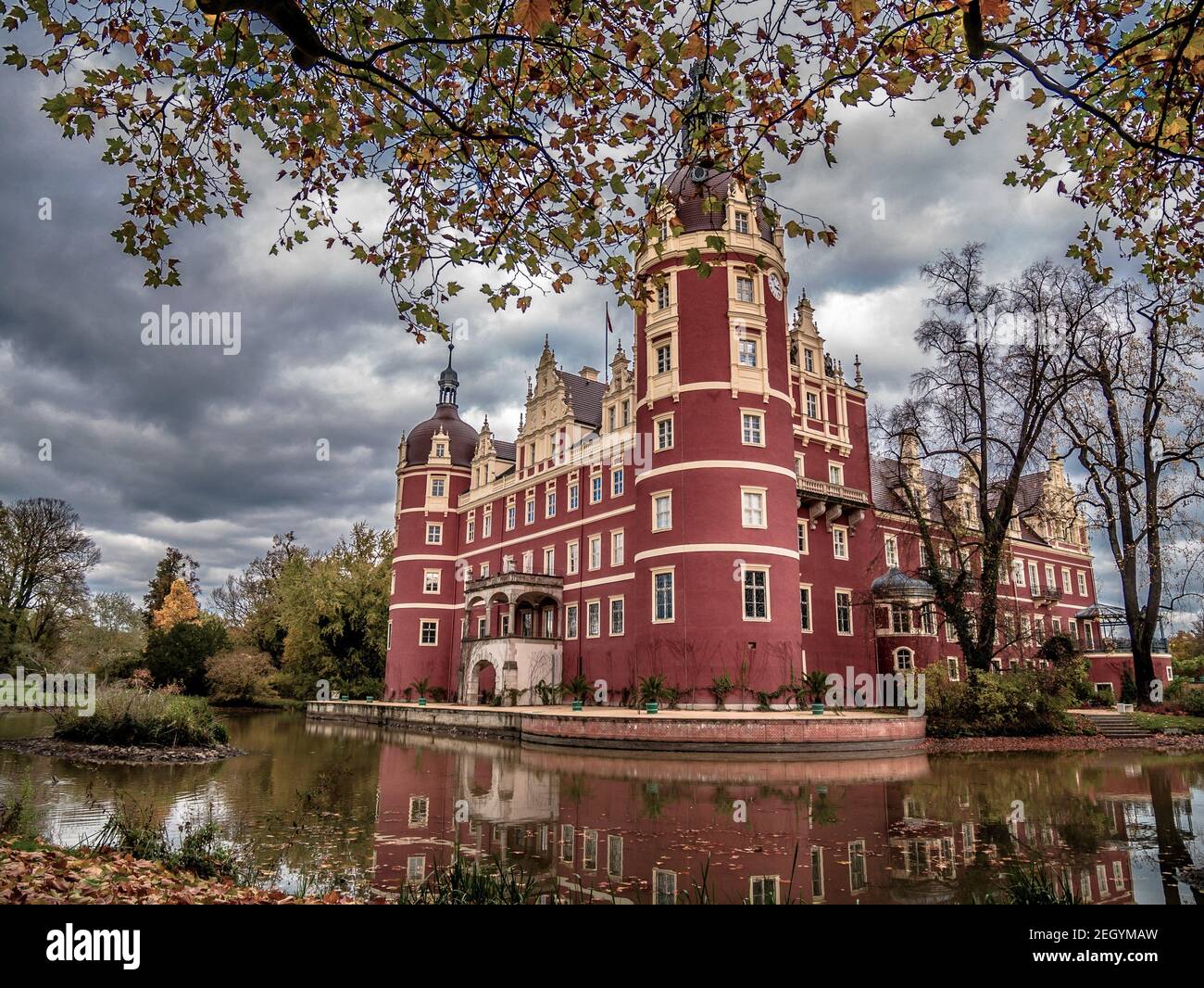 Bad Muskau Castle with the castle pond Stock Photo - Alamy