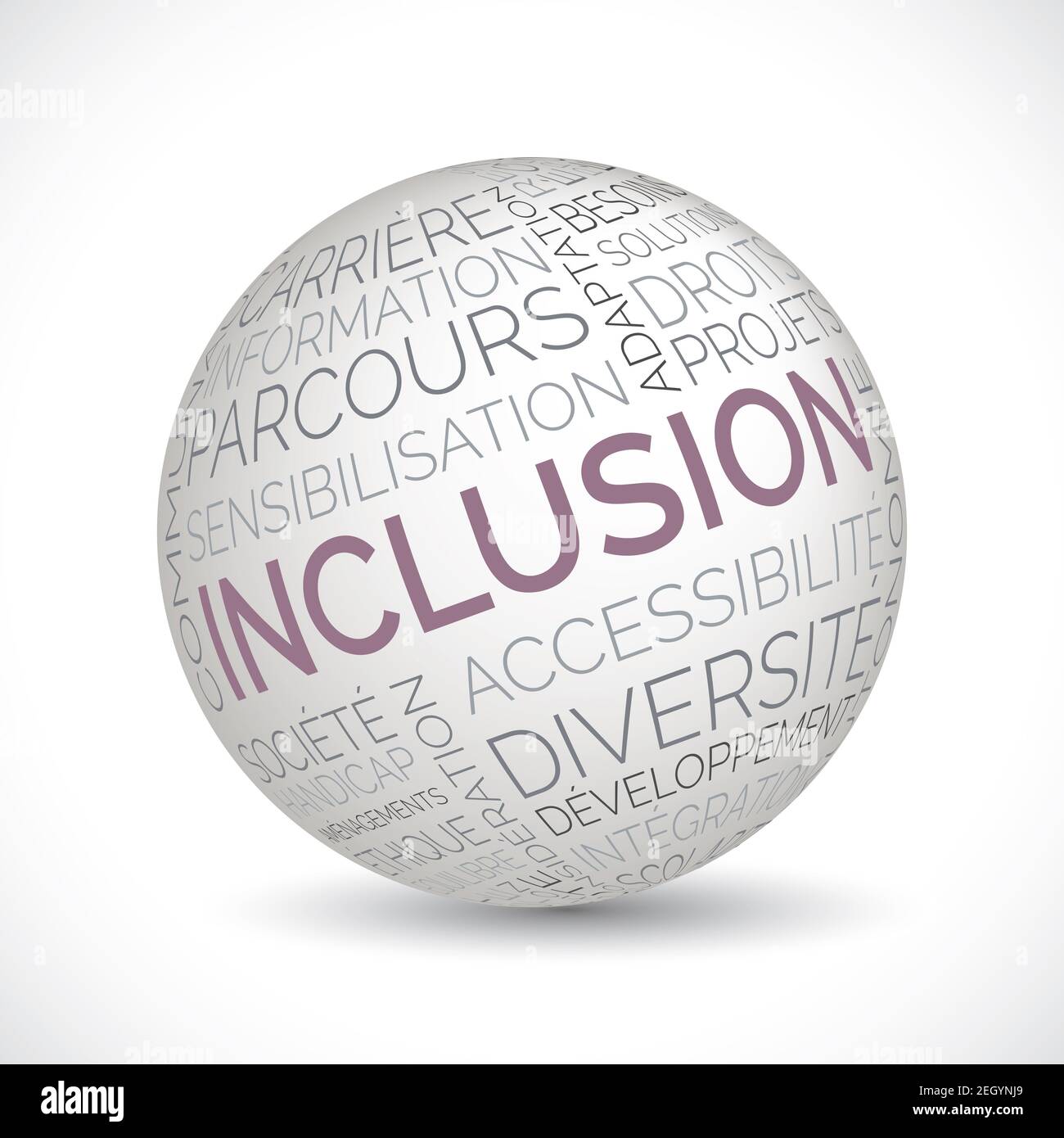 French inclusion theme sphere with keywords Stock Photo - Alamy