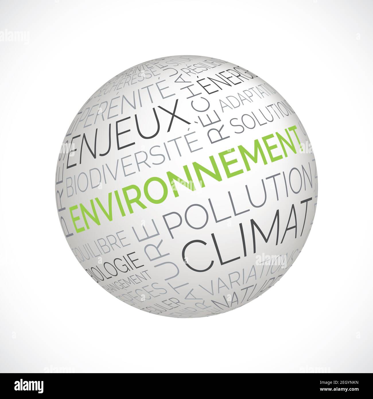 French environment theme sphere with keywords Stock Photo - Alamy