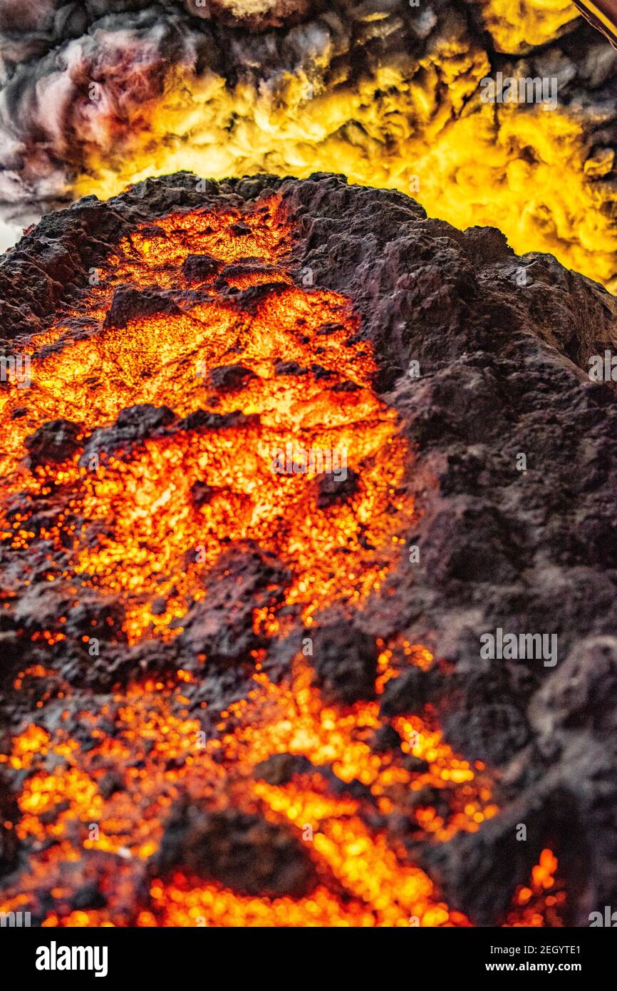 Model-volcano with lava and smoke Stock Photo - Alamy