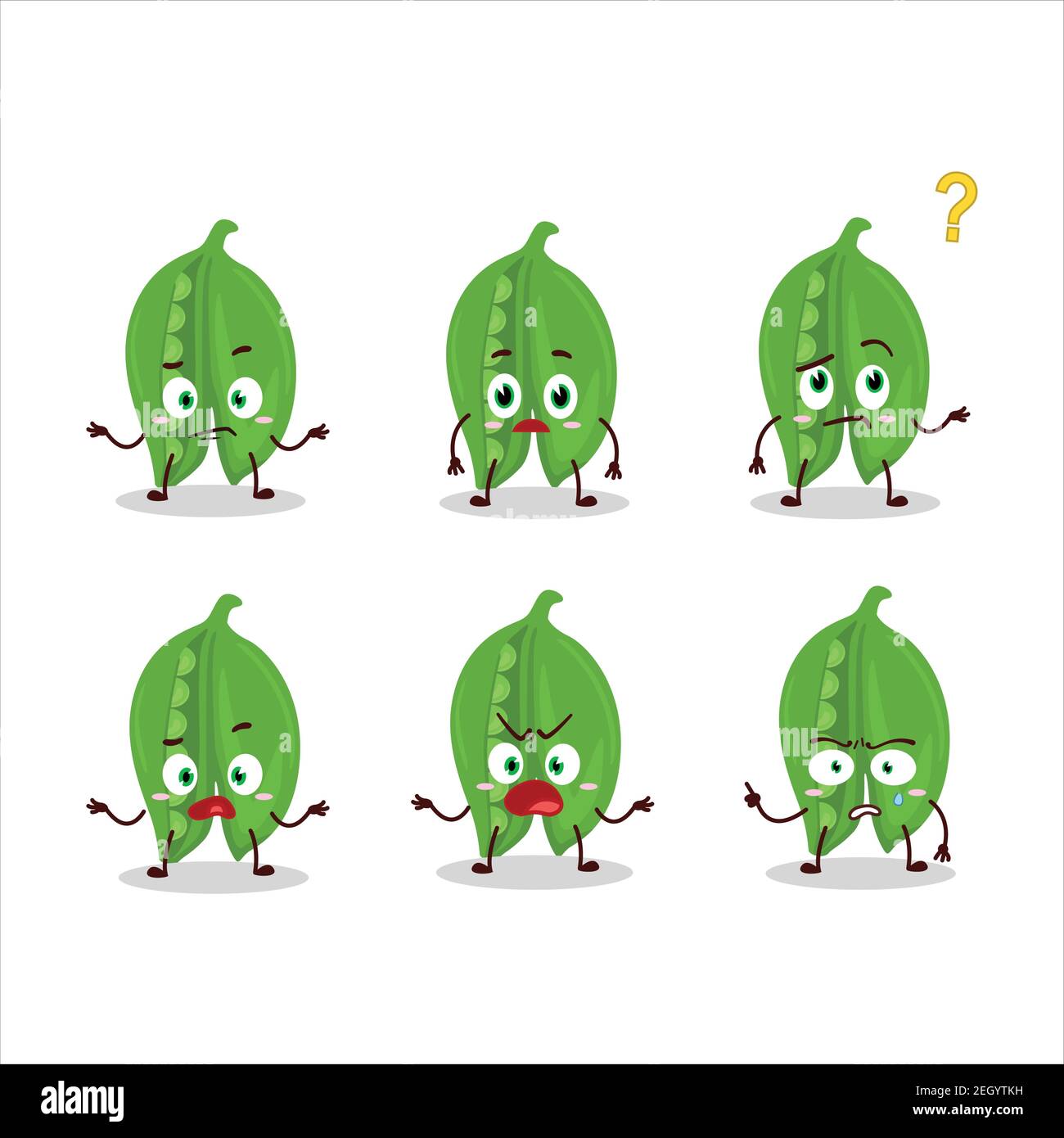Cartoon character of peas with what expression. Vector illustration ...