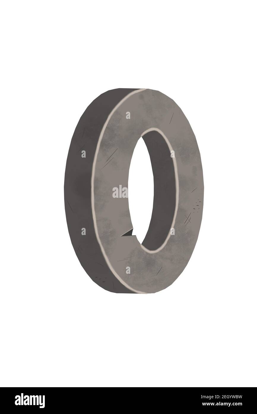 Volume metal figure Zero isolated on a white background. Bitmap ...