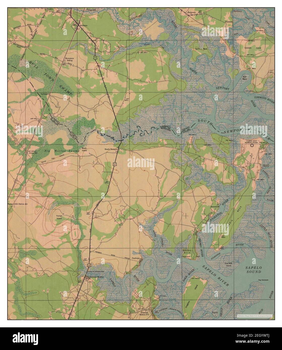 Sapelo River, Georgia, map 1945, 1:62500, United States of America by ...