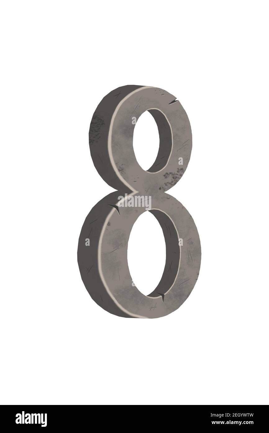 Volume metal figure Eight isolated on a white background. Bitmap ...