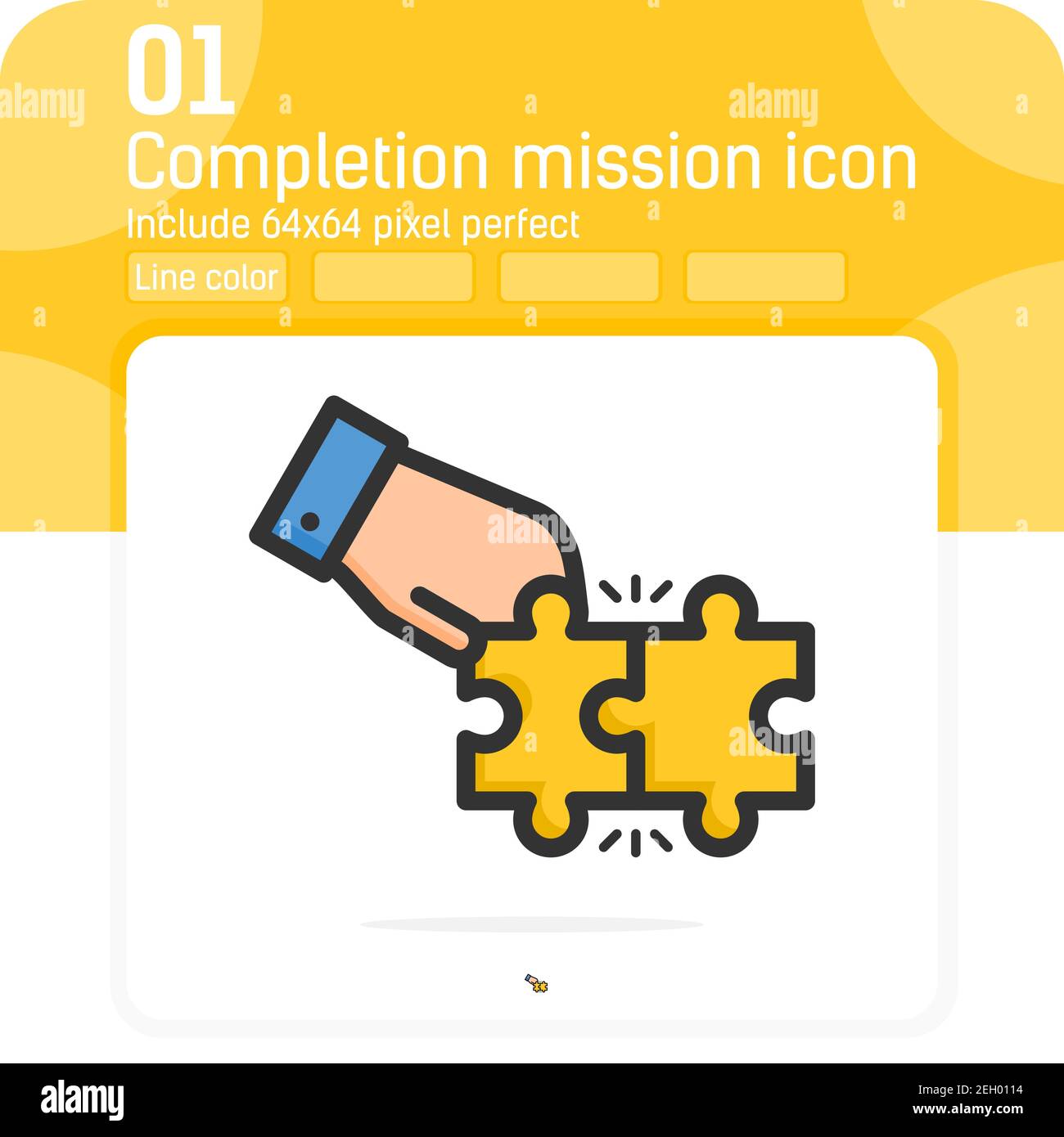 Completion mission icon concept with line color style isolated on white ...