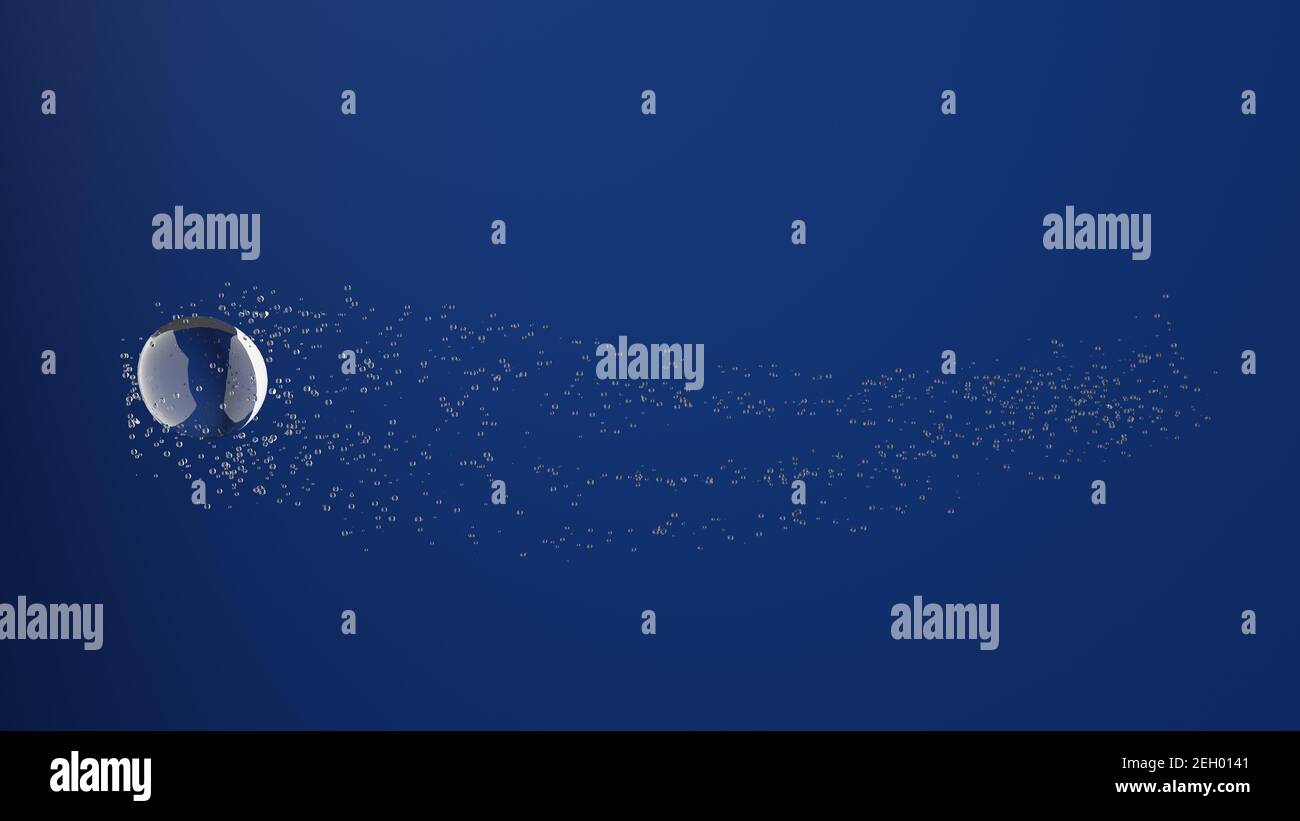 3D CGI illustration of a glass sphere with trails made from lots of ...