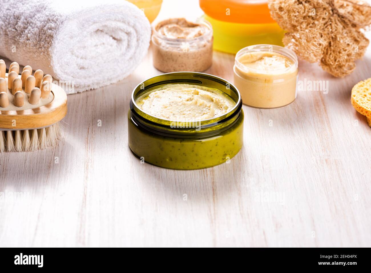 Natural body coffee scrub on marble background Stock Photo - Alamy