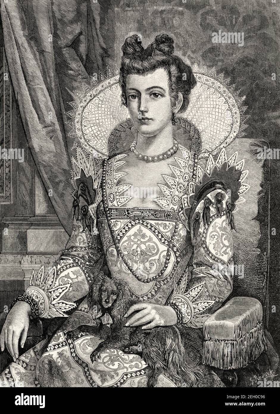 Portrait of a beautiful 16th century Venetian lady dressed in ...