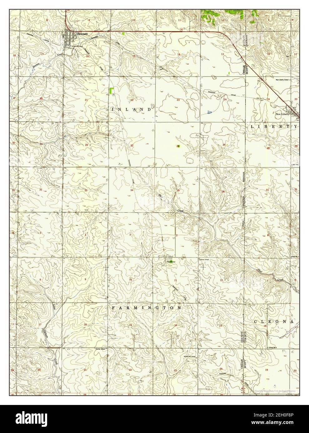 Bennett, Iowa, map 1953, 1:24000, United States of America by Timeless ...