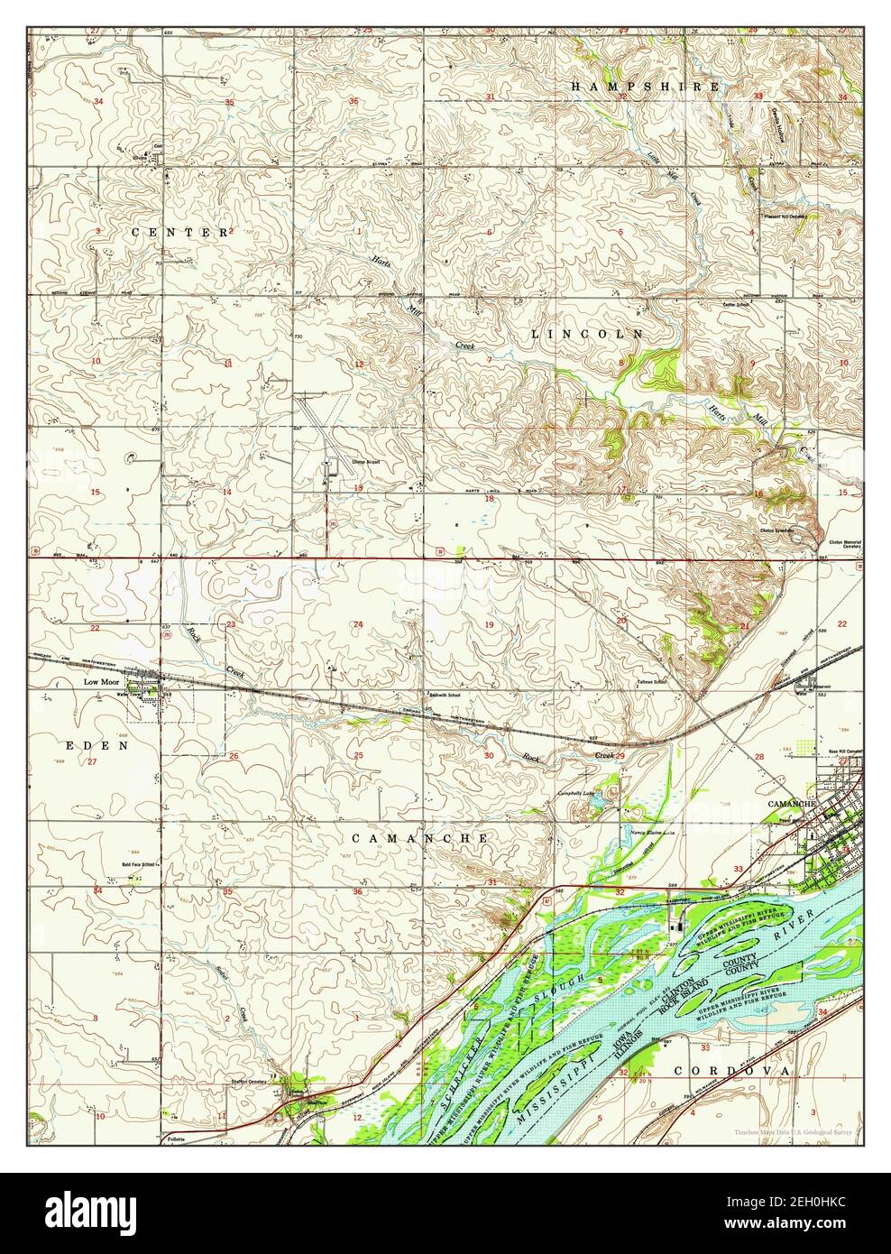 Camanche, Iowa, map 1953, 1:24000, United States of America by Timeless ...