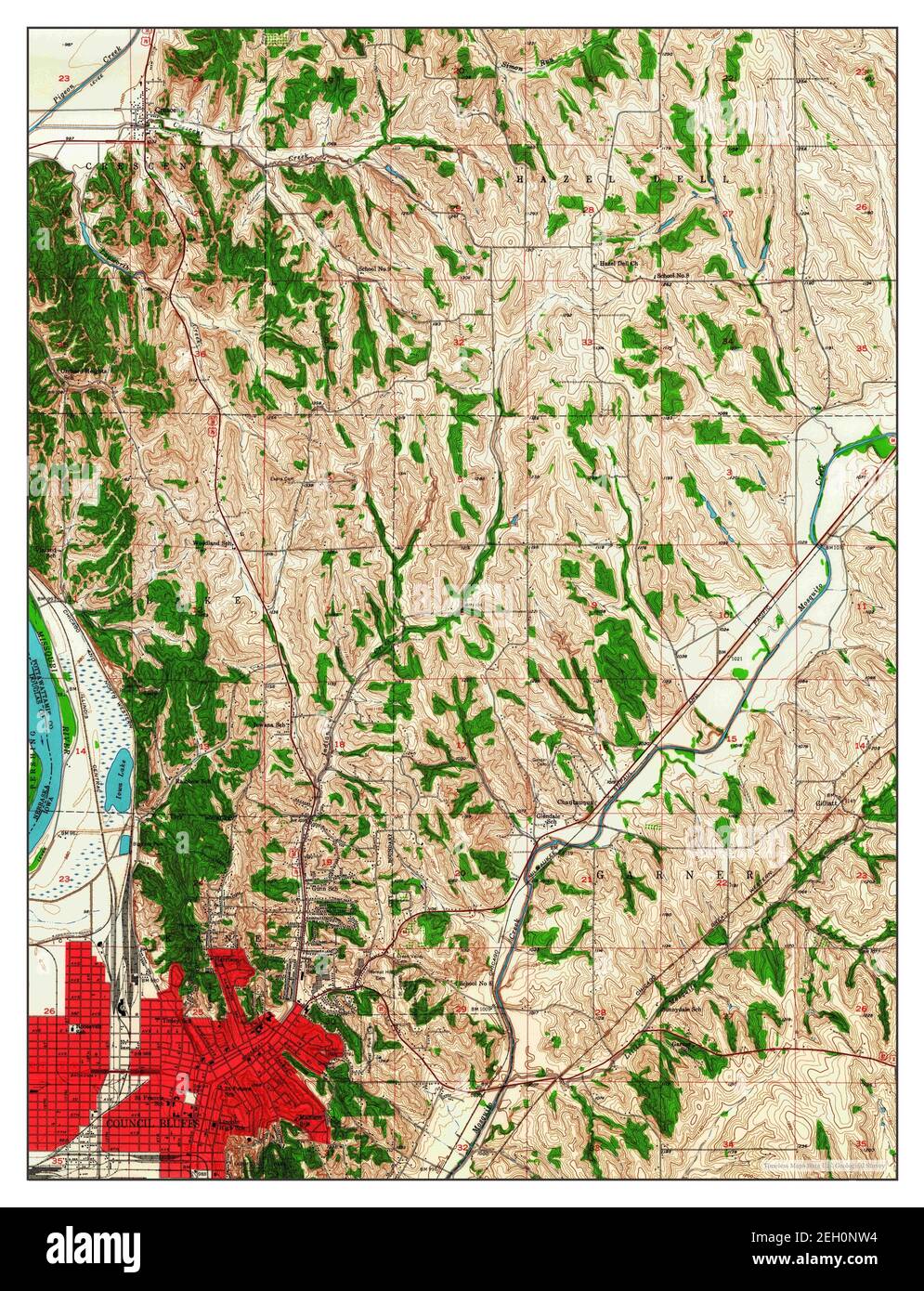 Vintage map of council bluffs hi-res stock photography and images - Alamy