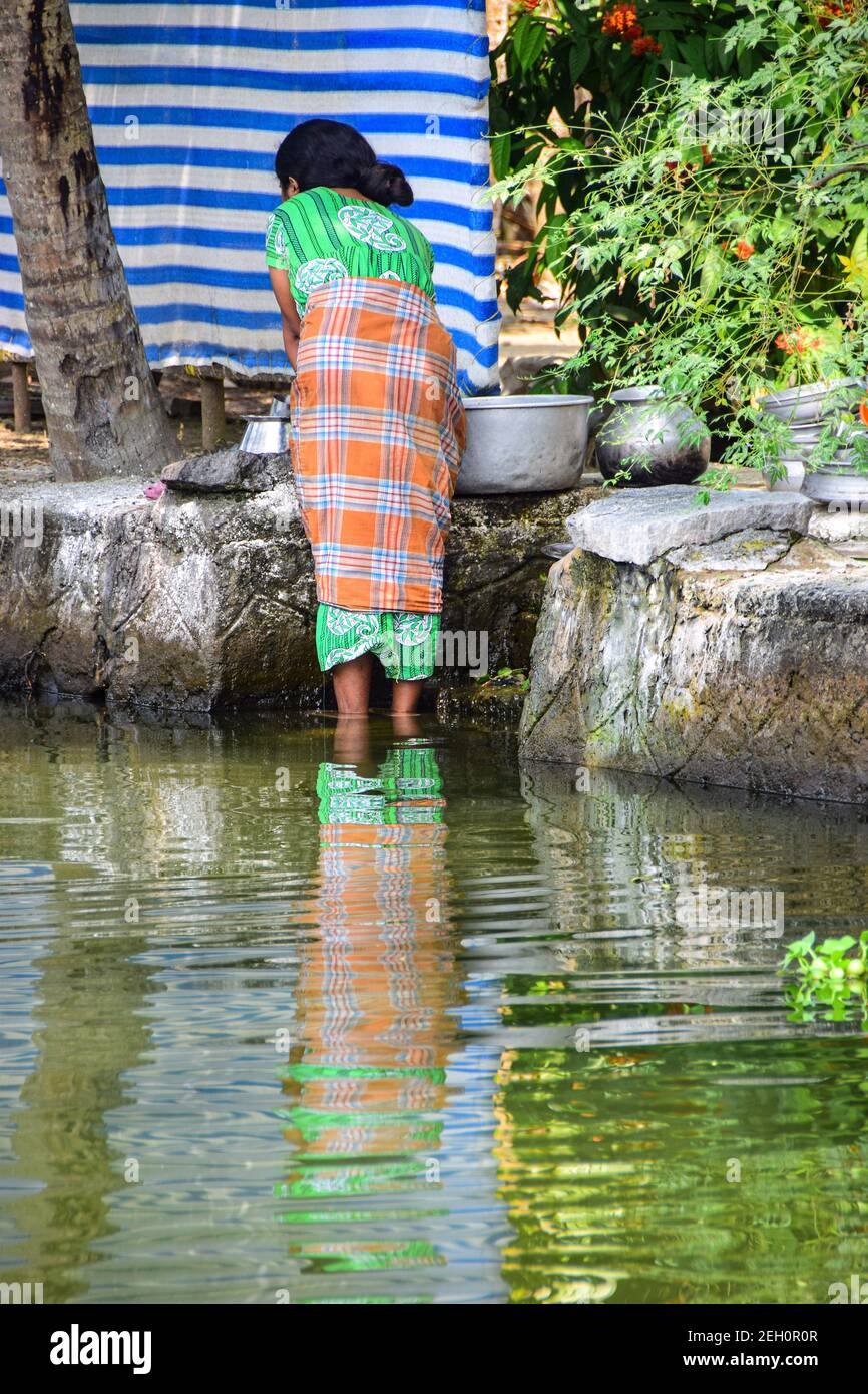 Washing Laundry, Kerala Backwaters, Kerala, India Stock Photo - Alamy