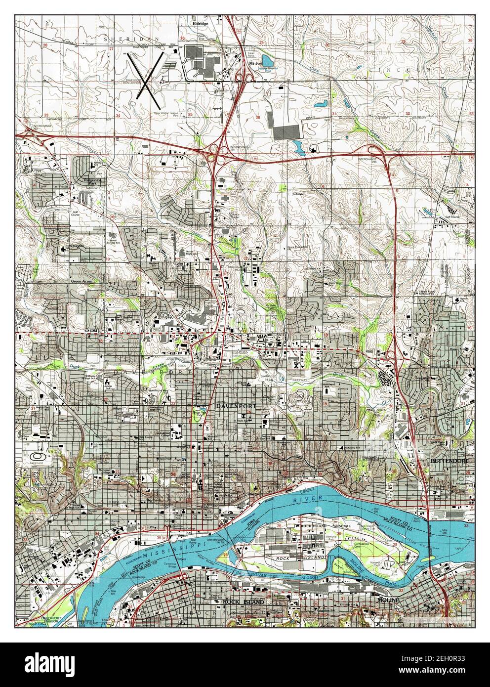 Davenport East, Iowa, map 1993, 1:24000, United States of America by ...