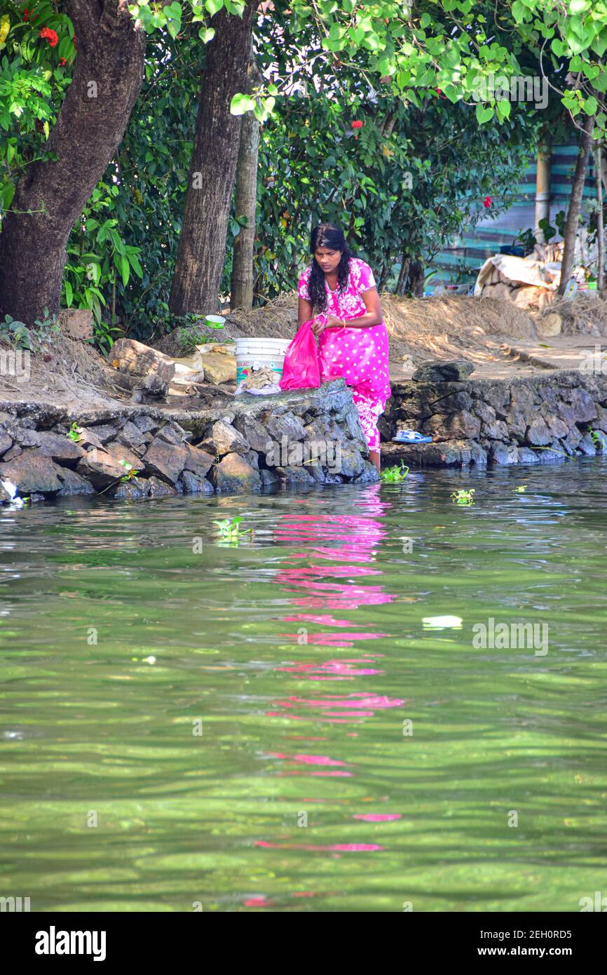 Washing Laundry, Kerala Backwaters, Kerala, India Stock Photo - Alamy