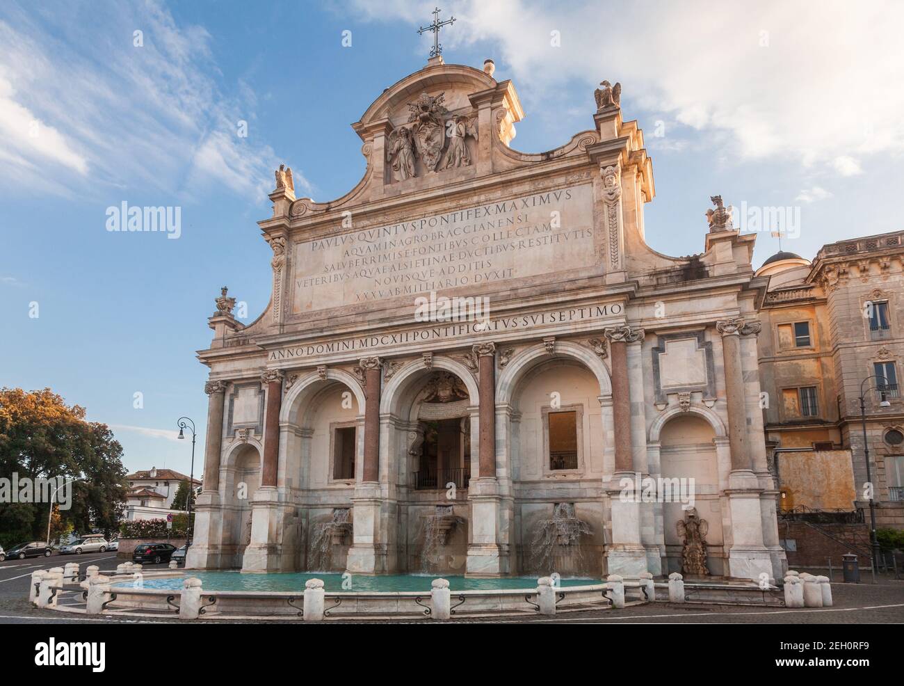 Rome, Italy - May 16, 2016: Baroque facade of Fontana dell Acqua Paola ...