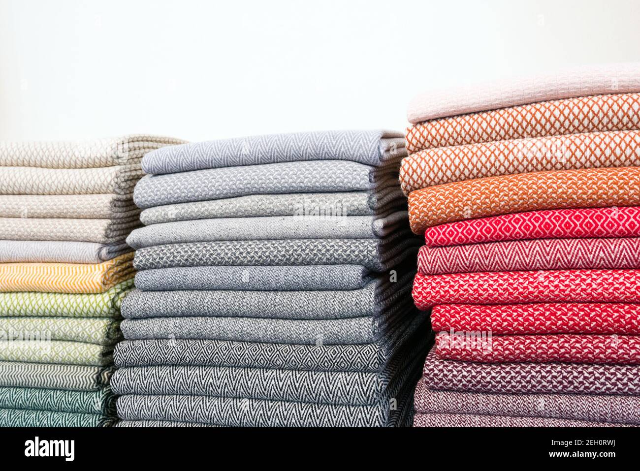 stacks of colorful fabrics Stock Photo - Alamy