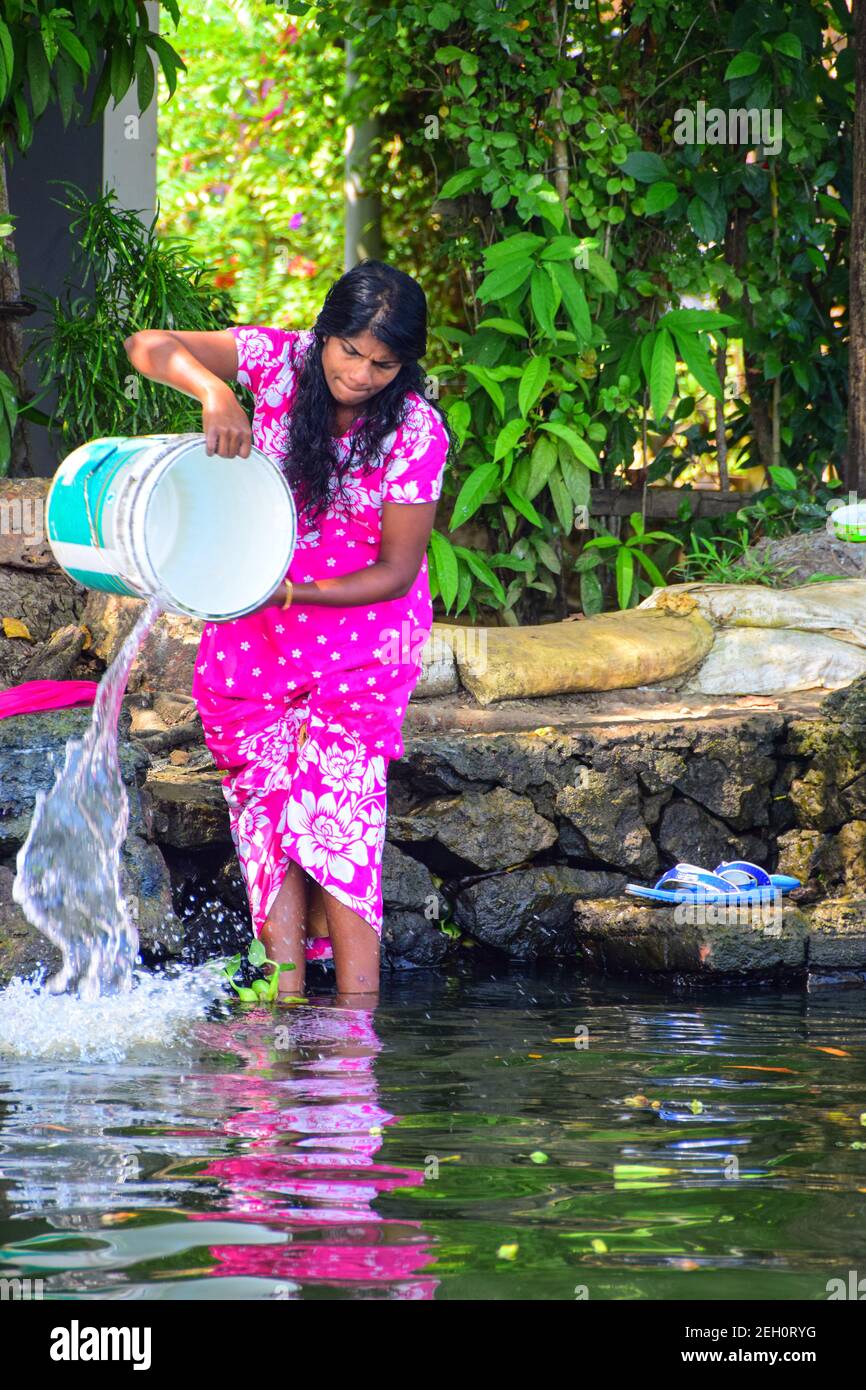 Washing Laundry, Kerala Backwaters, Kerala, India Stock Photo - Alamy
