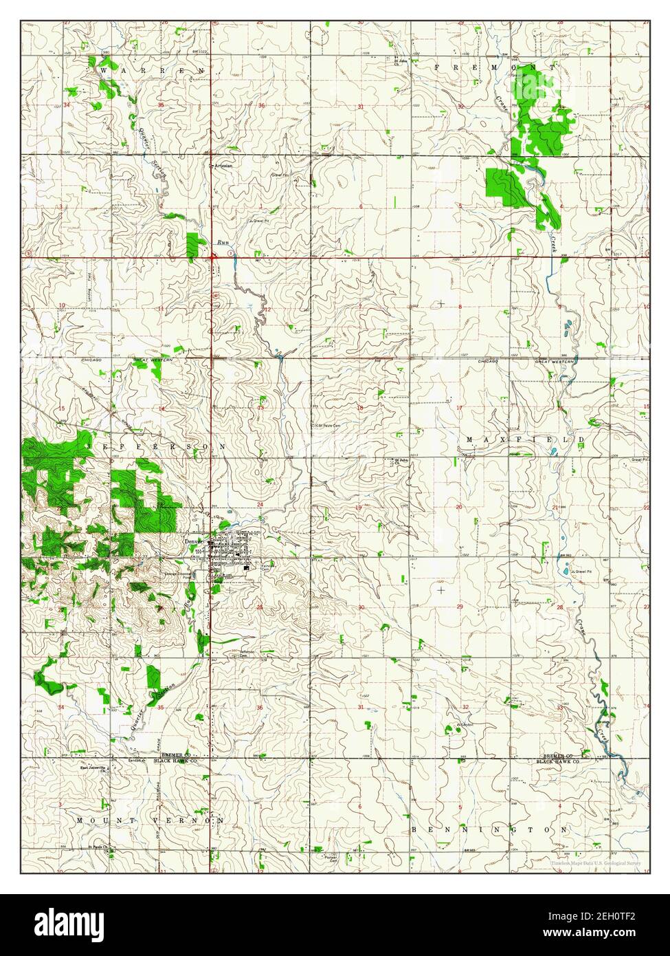 Denver, Iowa, map 1963, 1:24000, United States of America by Timeless ...