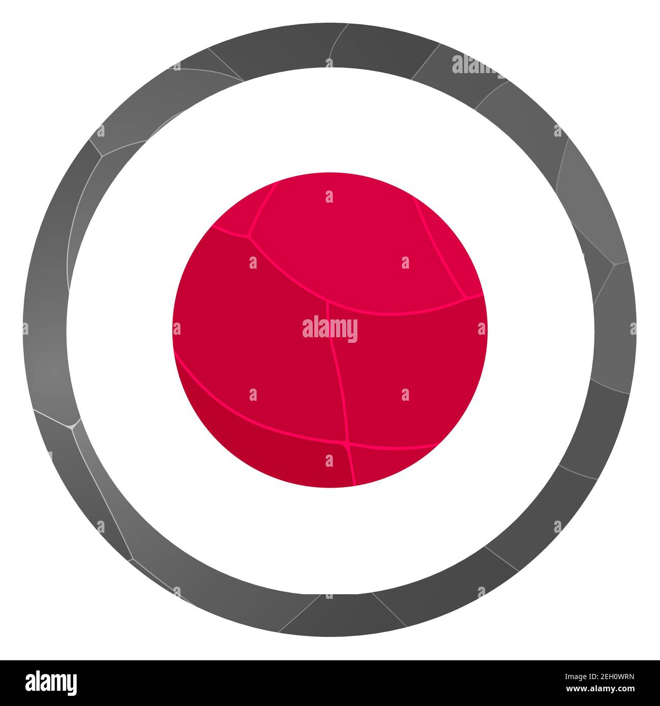 Glass light ball with flag of Japan. Round sphere, template icon ...